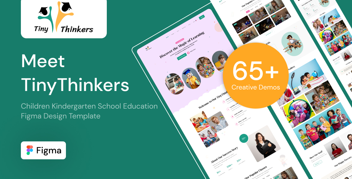 TinyThinkers - Children Kindergarten School Education Figma Design Template by posimyththemes